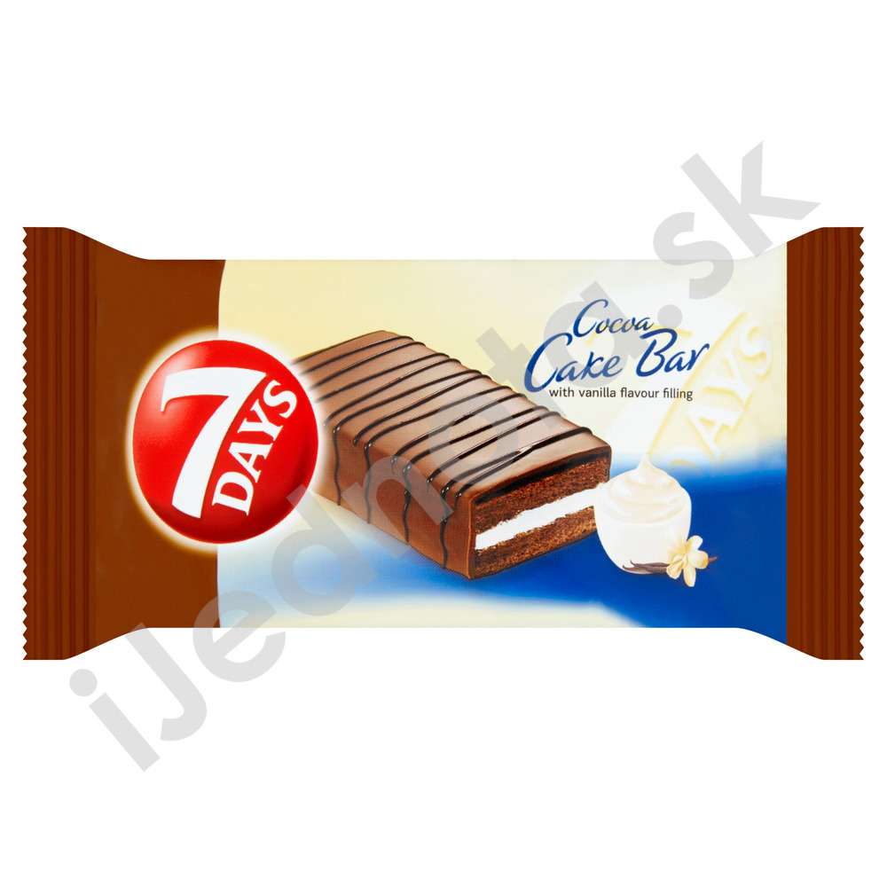 7 Days Cake Bar s náplňou s vanilkovou príchuťou a čokoládovou polevou ...